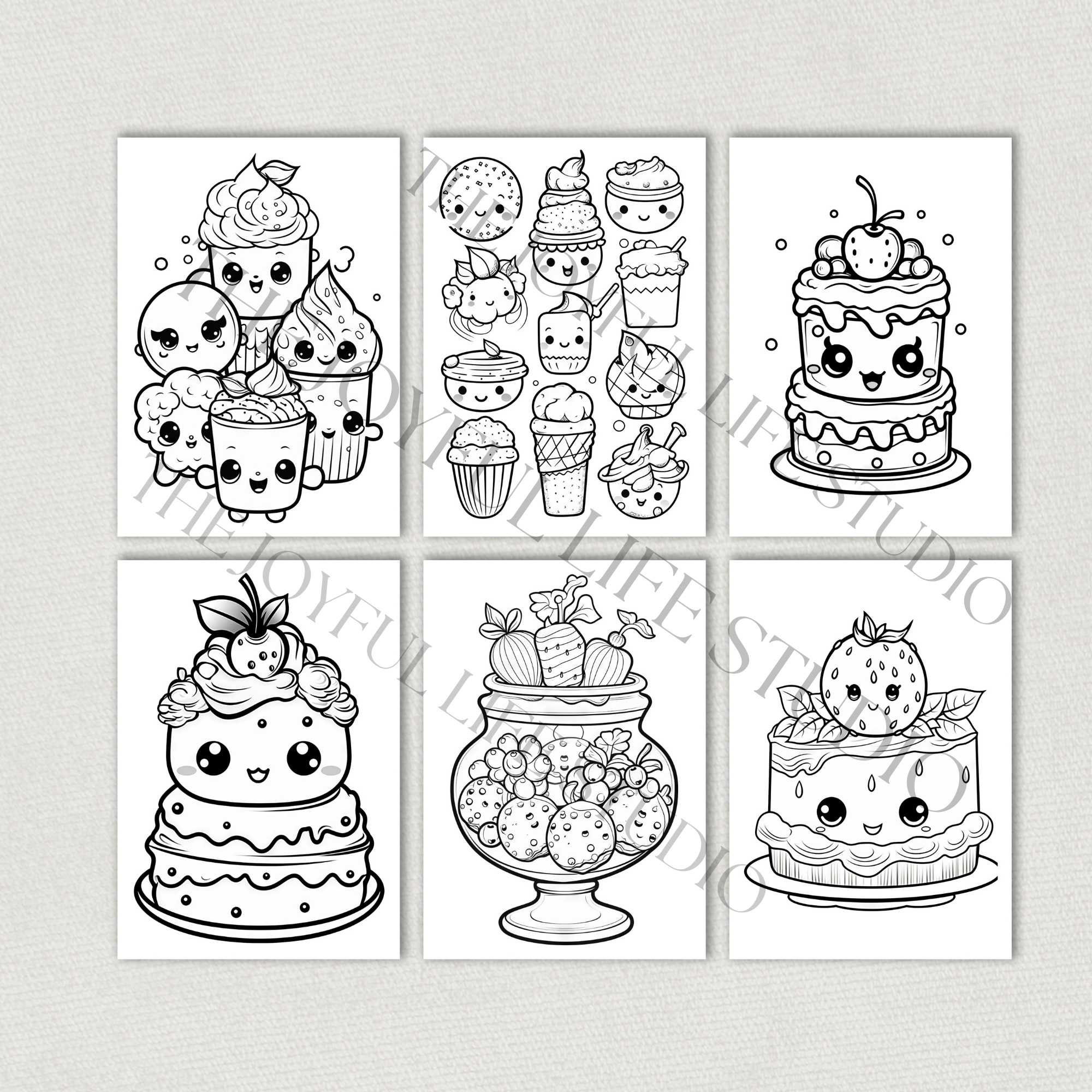 Kawaii Sweet Treats Coloring Book Pages, Printable, Digital Coloring ...