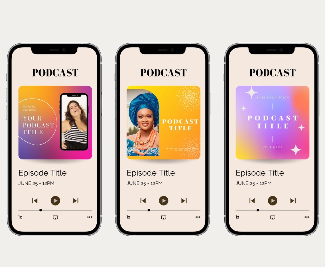 Podcast Cover Art Template Canva Template Podcast Graphics - Etsy