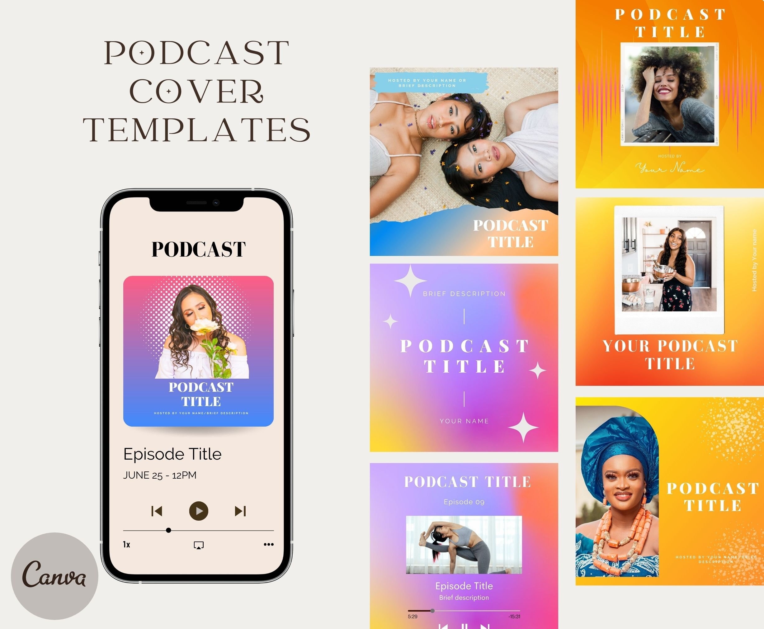 Podcast Cover Art Template Canva Template Podcast Graphics - Etsy