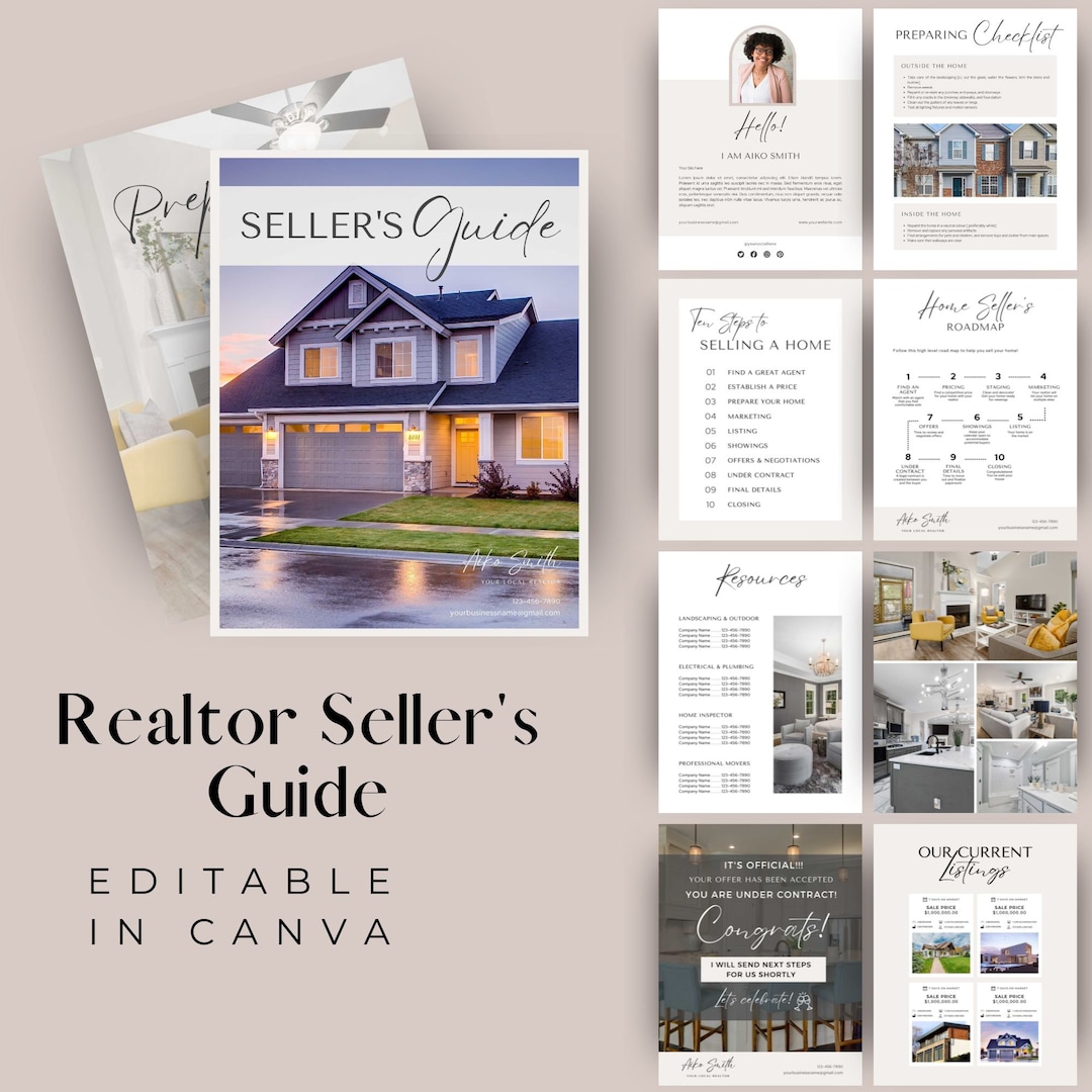 Real Estate Agent Sellers Guide Template, Canva, Realtors, Real Estate Marketing, Branding ...