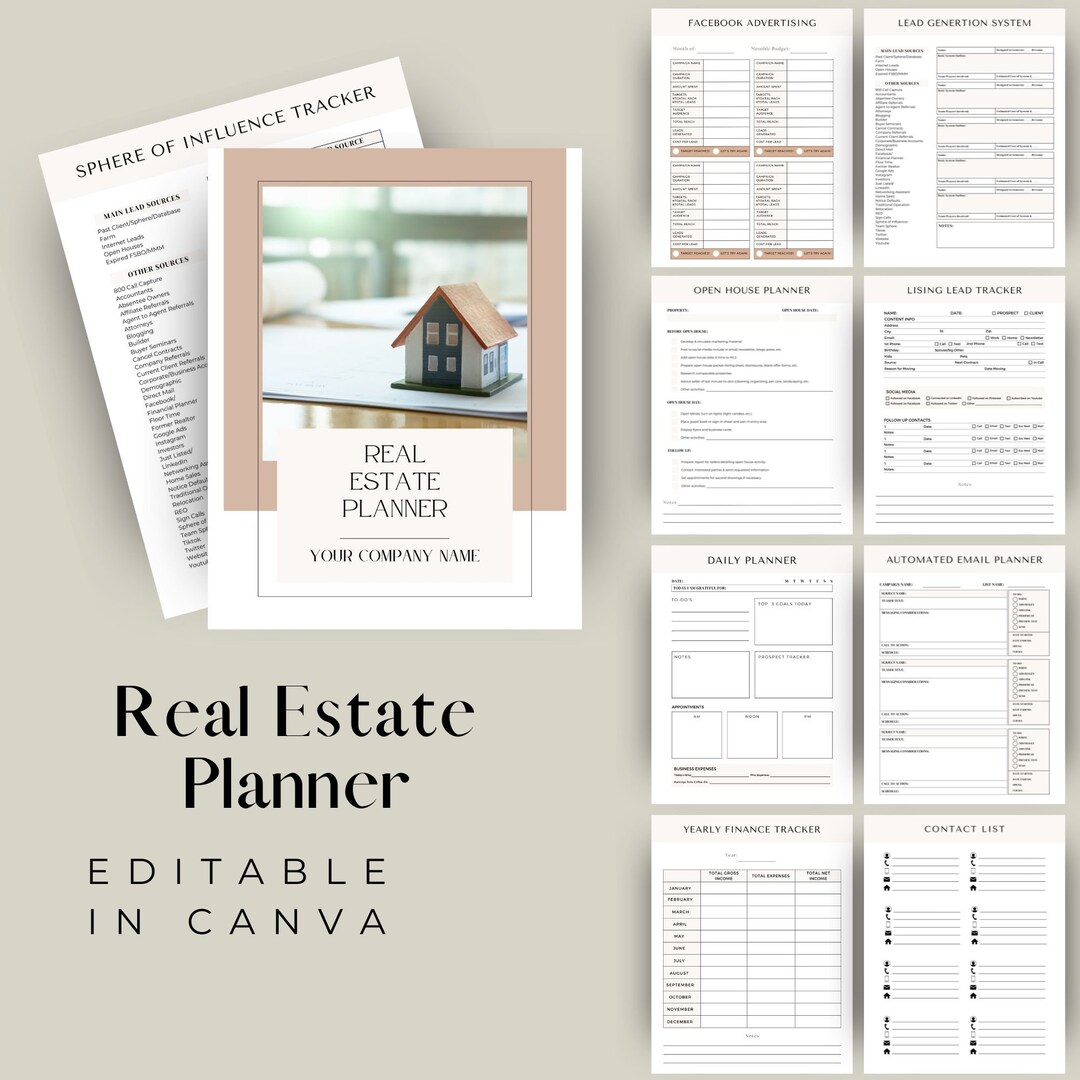 Real Estate Agent Planner Canva Template, Realtor Planner, Daily ...
