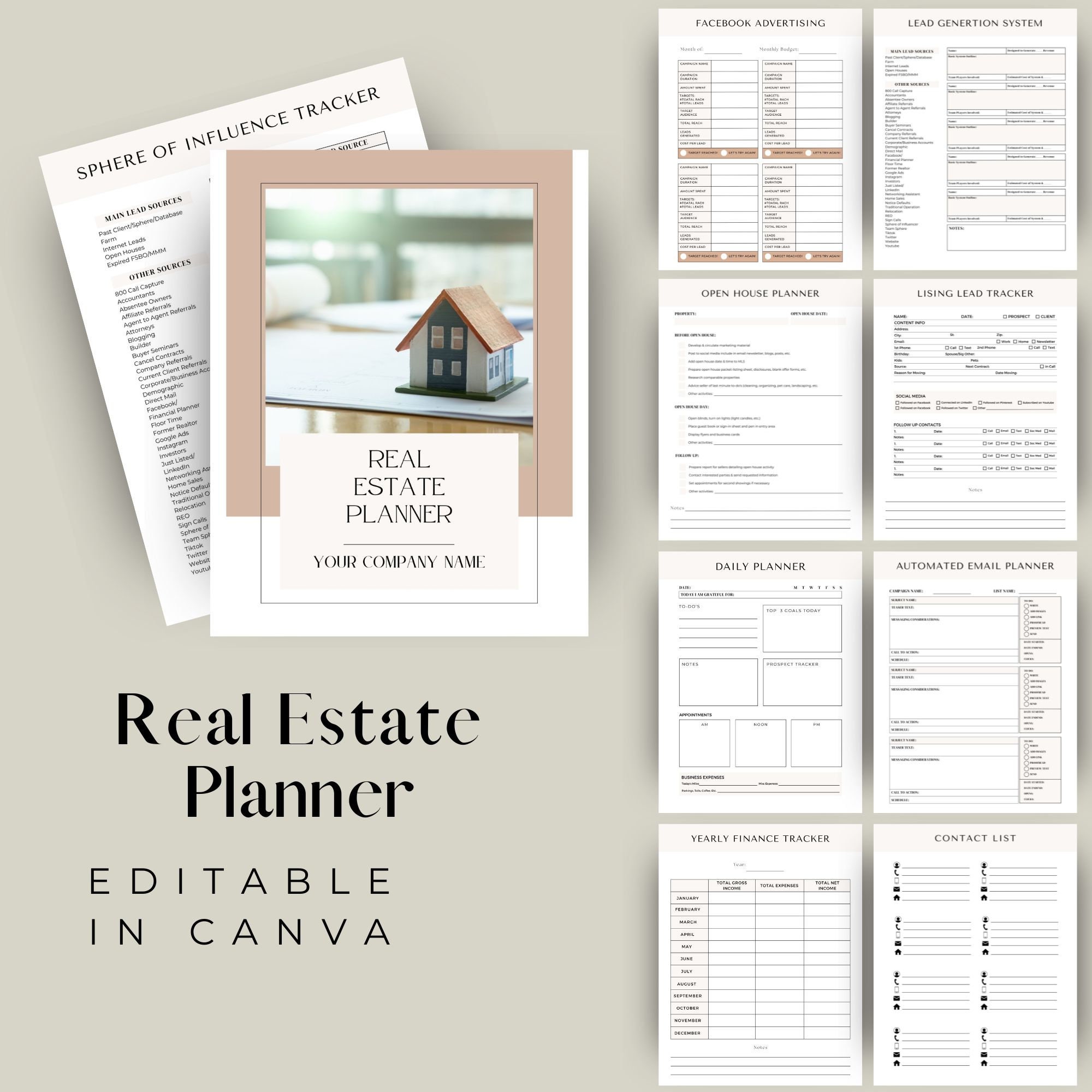 Real Estate Agent Planner Canva Template, Realtor Planner, Daily ...