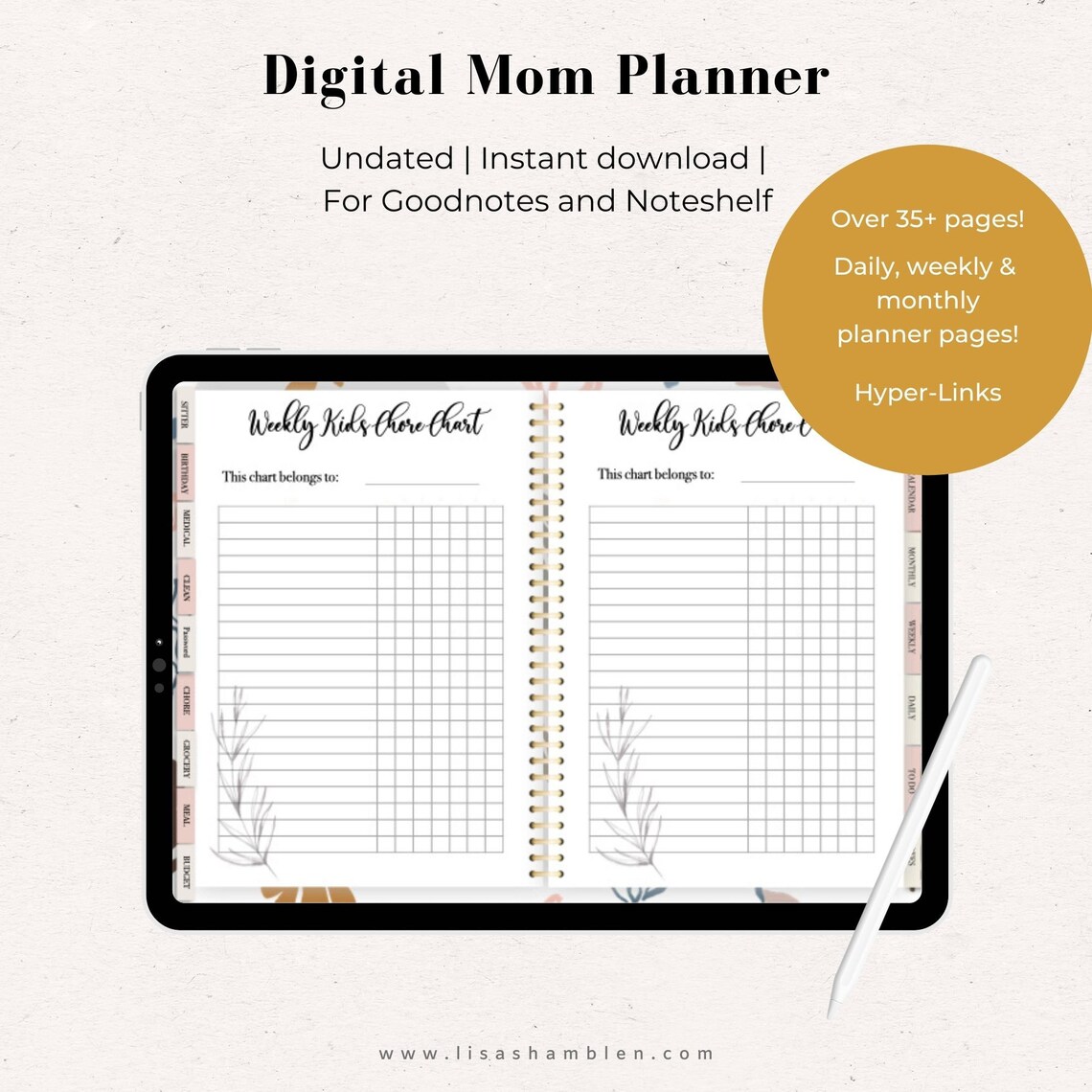 Digital Mom Planner, Home Management Planner, Goodnotes Planner ...