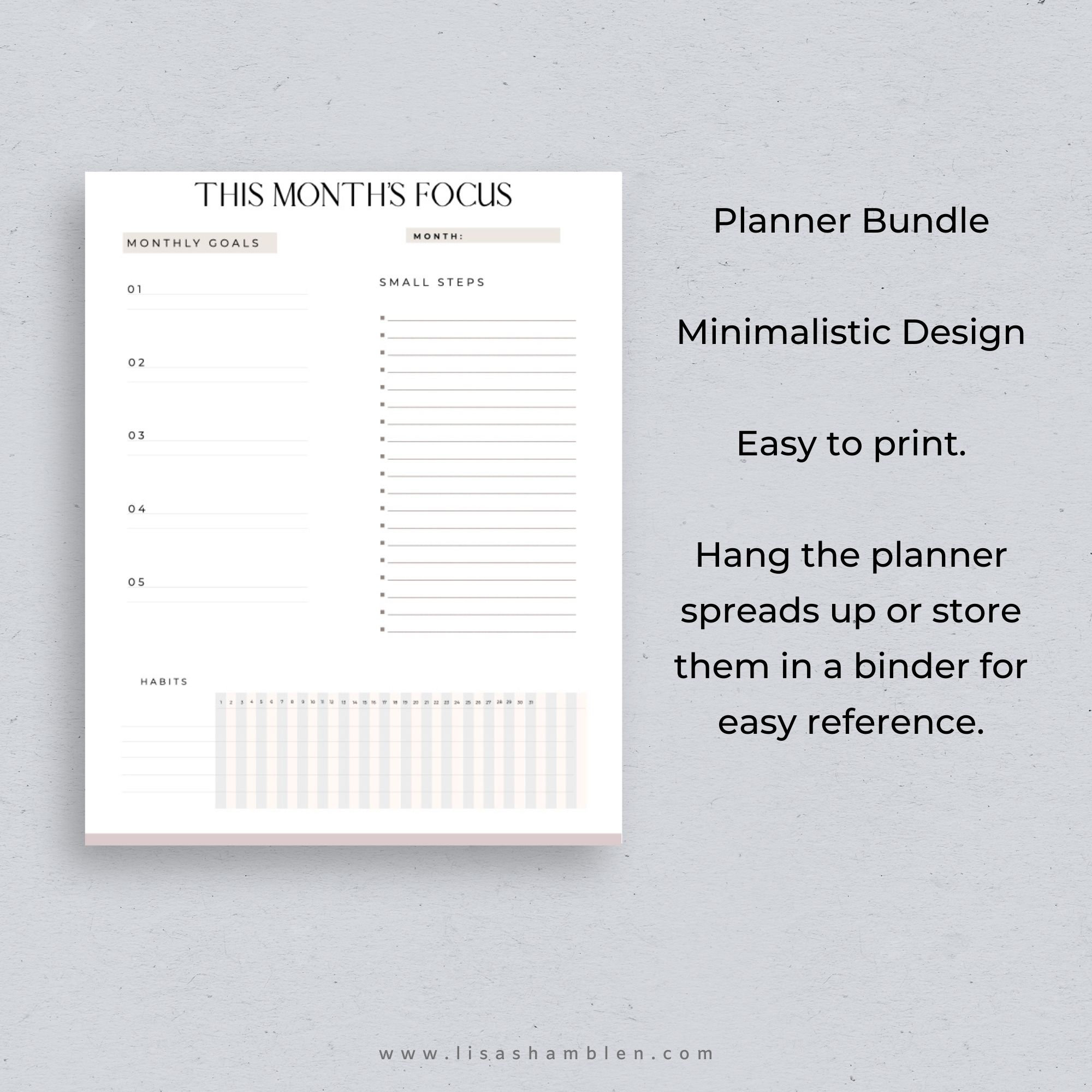 Printable Planner Bundle Daily Weekly Monthly Yearly Planner - Etsy