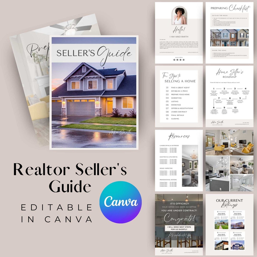 Real Estate Agent Sellers Guide Template Canva Realtors - Etsy
