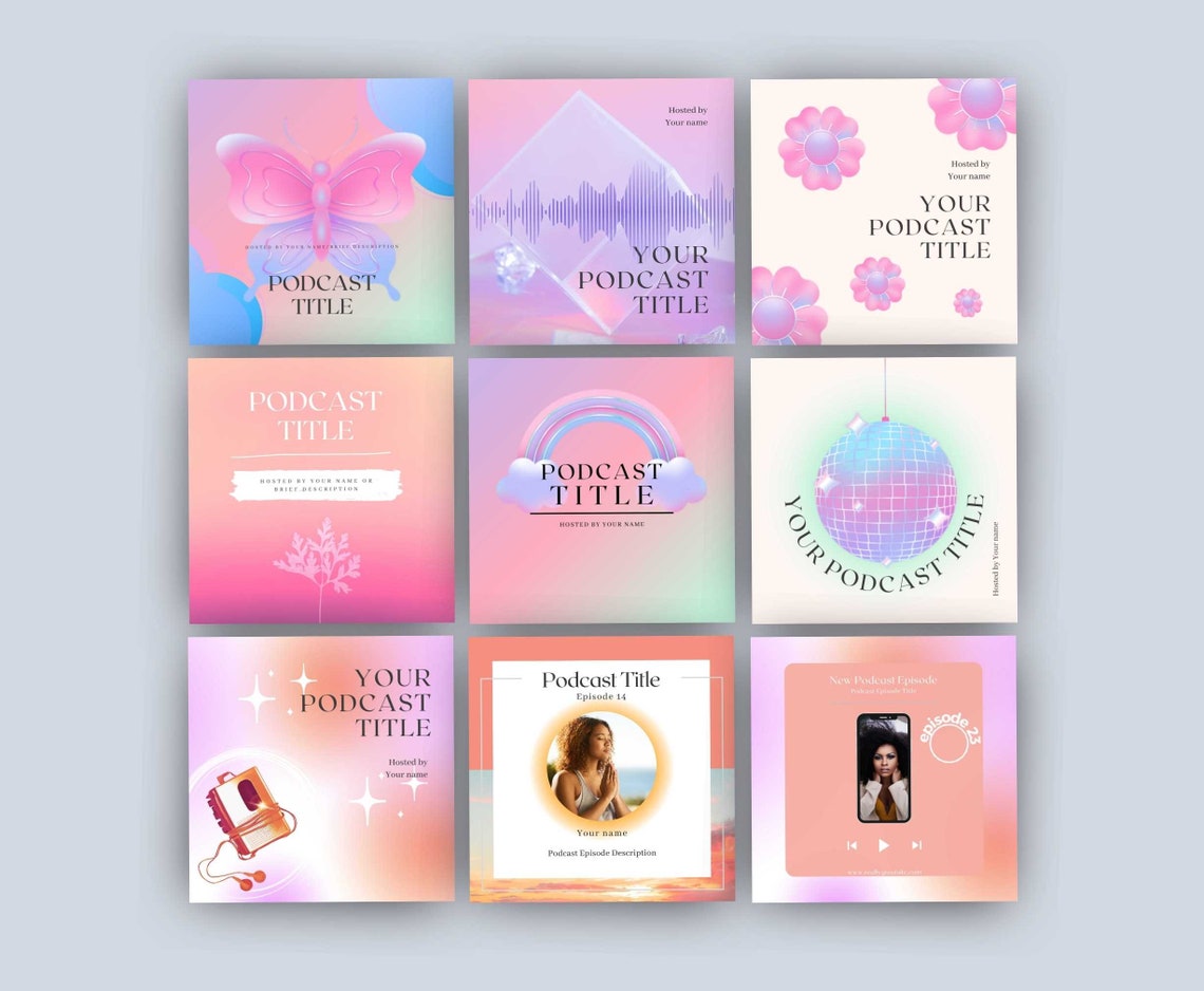 Podcast Cover Art Template Canva Template Podcast Graphics - Etsy