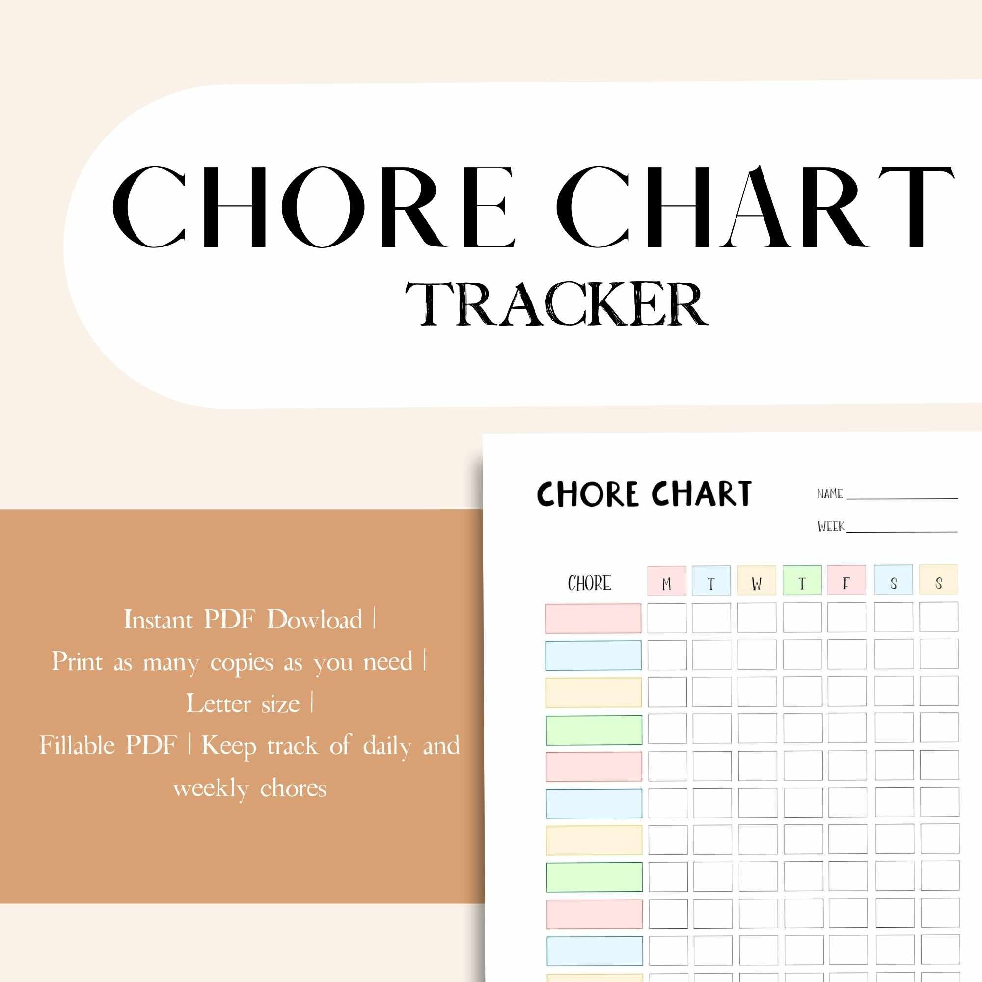 Editable Chore Tracker Printable