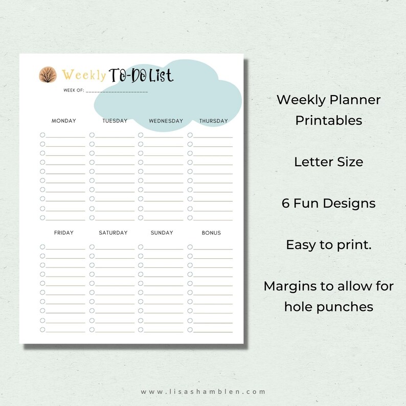 Weekly Planner Printable Weekly Schedule Letter Size to Do - Etsy