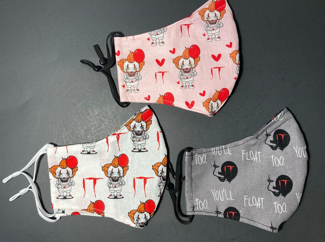 Trio Stephen King's It Pennywise Collection Handmade Face Masks With ...