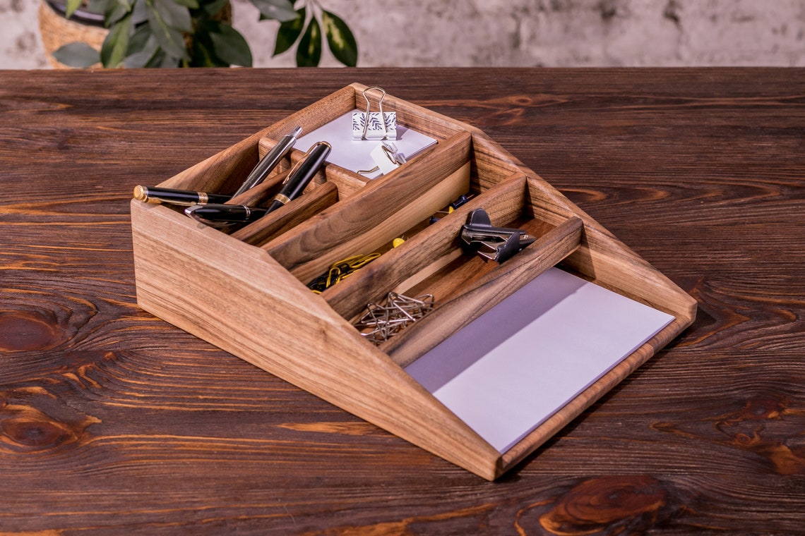 Office Desk Organizer Paper Organizer for Paper Wood Paper | Etsy