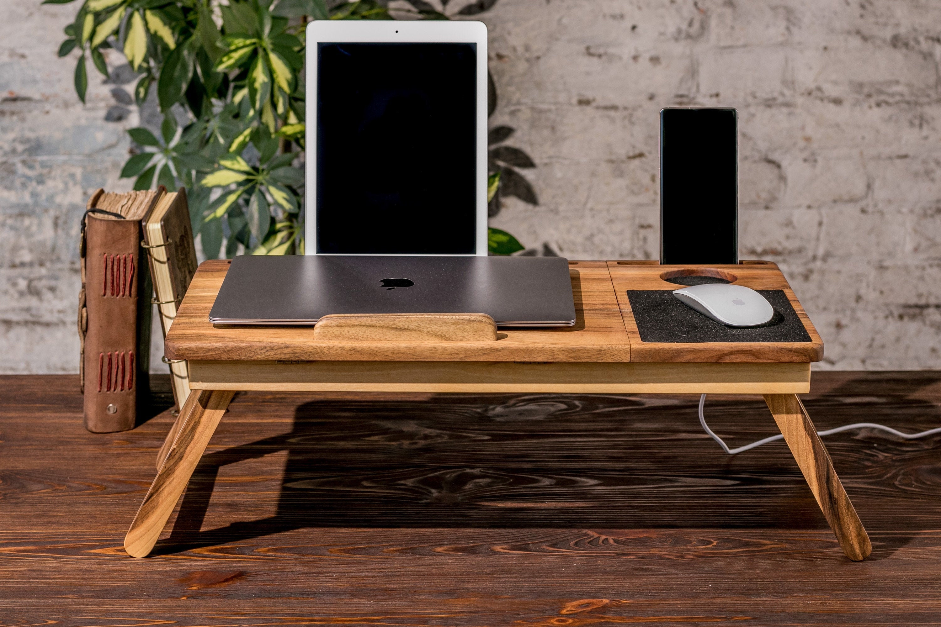 Laptop Station Wood Laptop Stand for Desk Wooden Laptop Tray | Etsy