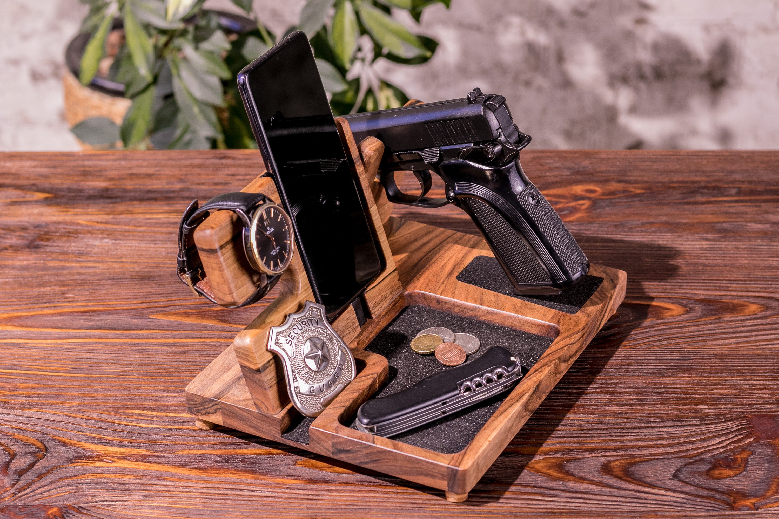 Mens Gift Desk Organizer Wood Stand for Gun Watch Holder | Etsy