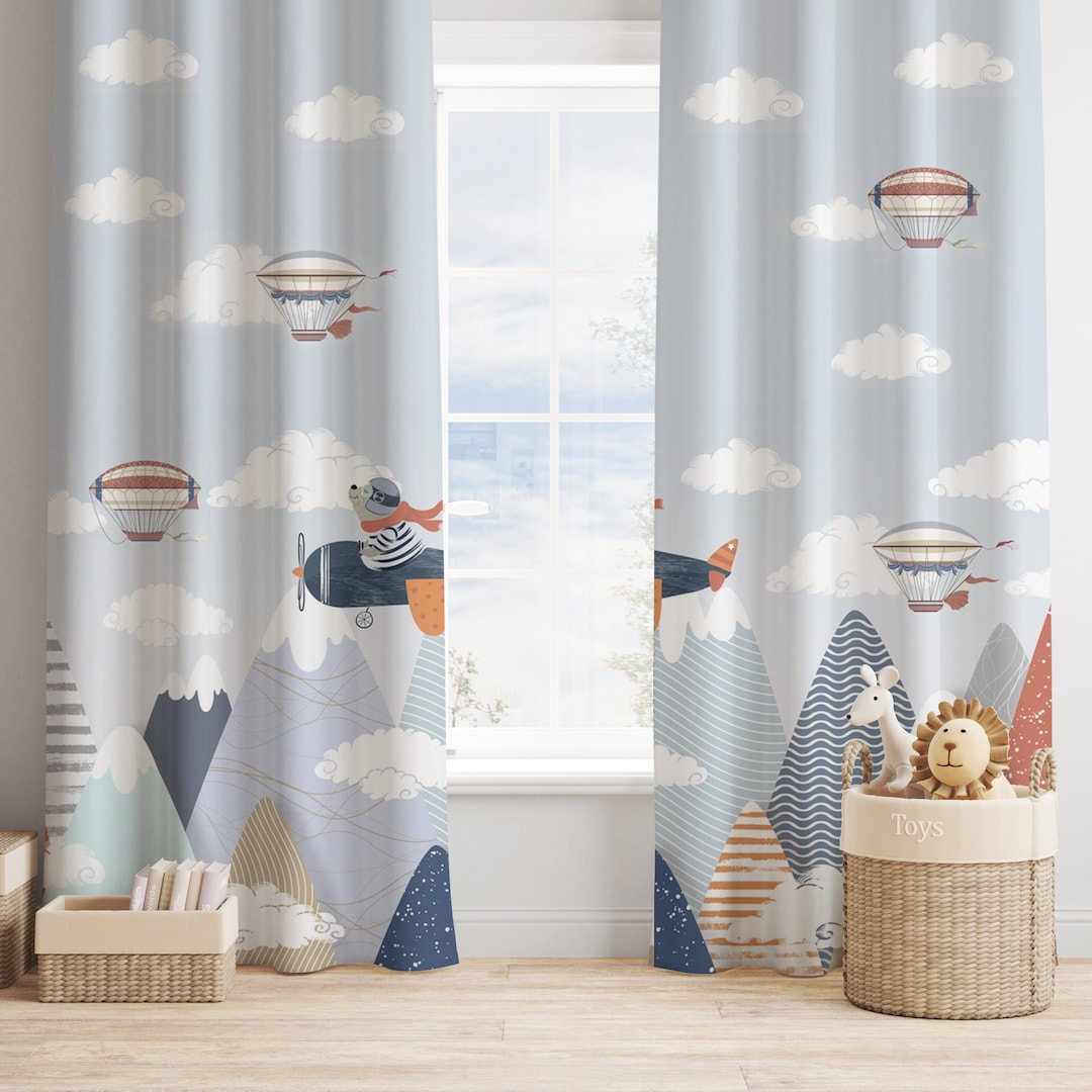 Pilot Bear, Nursery Curtains - Etsy
