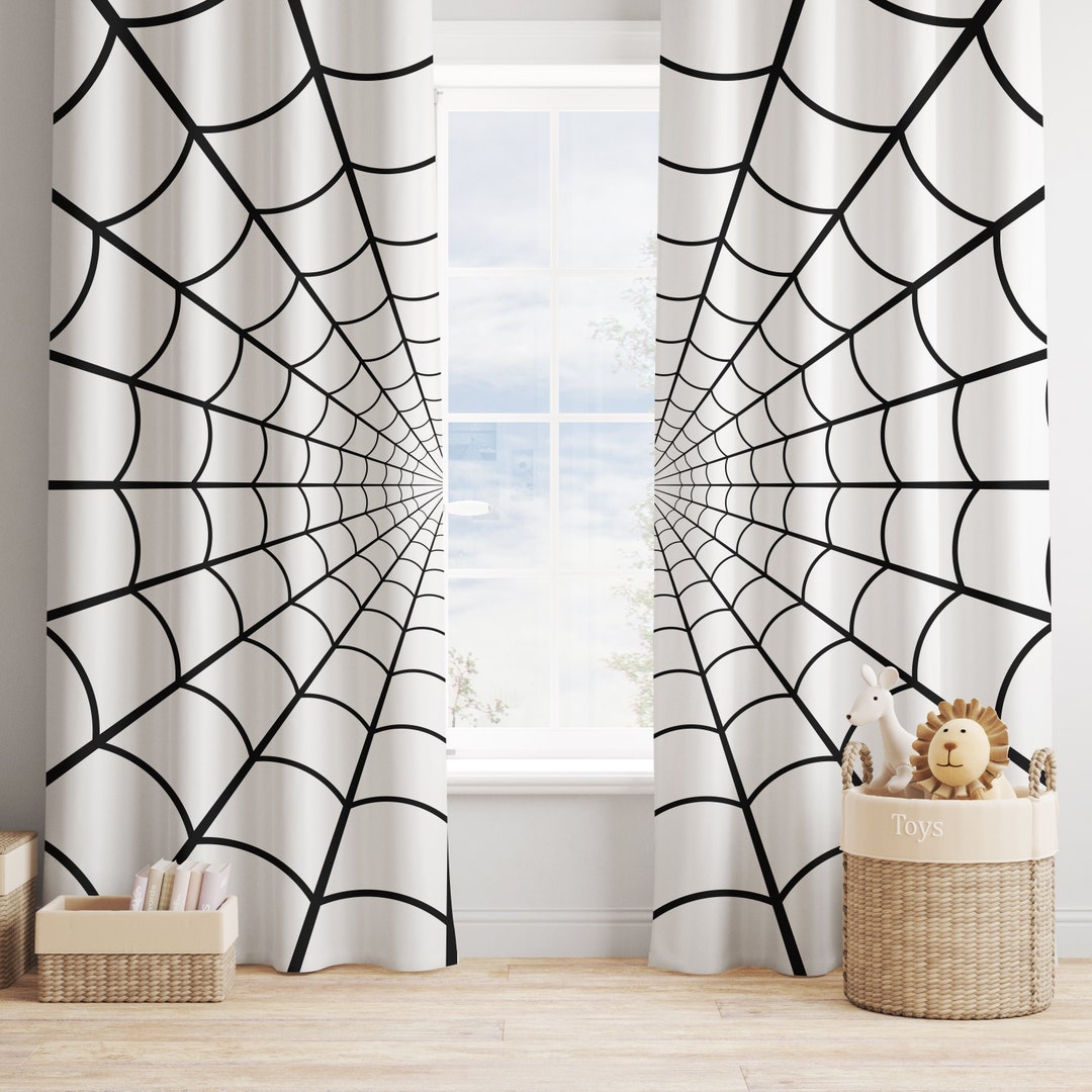 White Background Spider, Nursery Curtains - Etsy