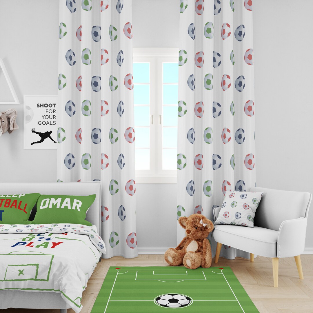 Soccer Curtains, Curtains for Baby Boy, Curtains for Nursery, Football ...