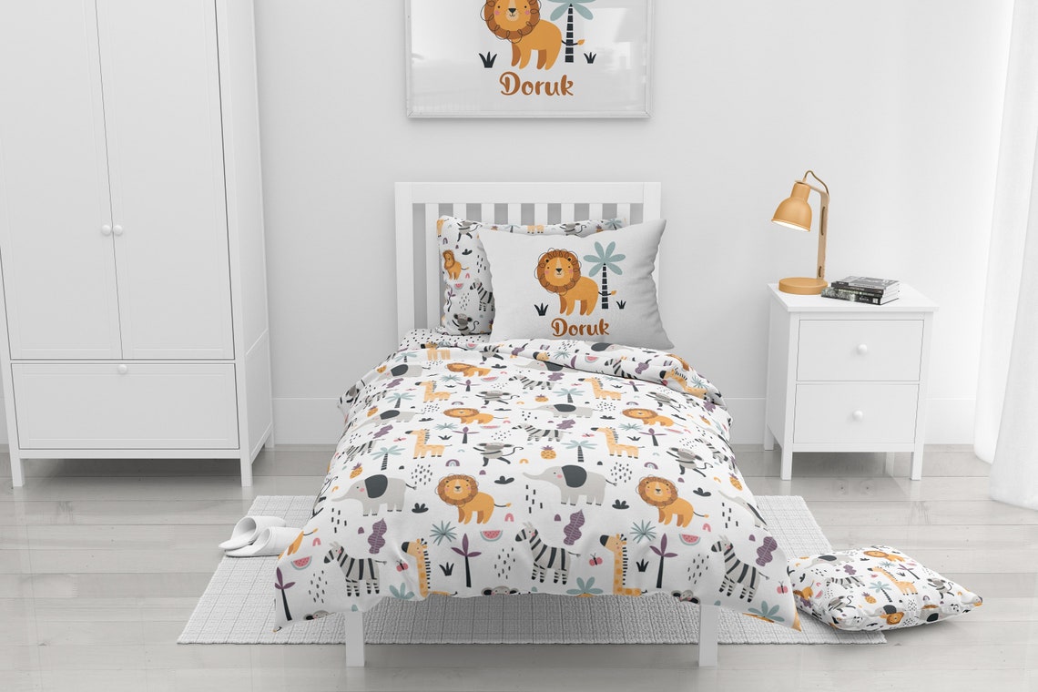 Baby Safari Animals Custom Bedding Set Duvet Cover Nursery - Etsy