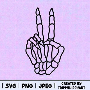 Skeleton Hand Peace Sign | SVG + PNG File | - Etsy