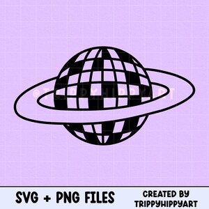 Disco Ball Planet SVG + PNG File • Groovy Outer Space - Etsy