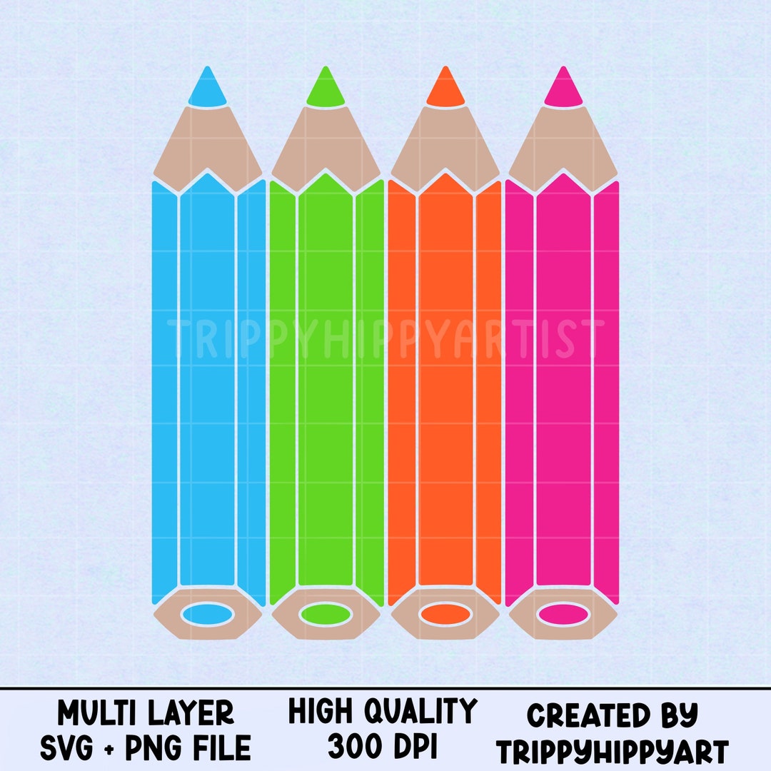 Colored Pencils SVG + PNG File • Teaching • Drawing - Etsy