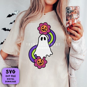 Rainbow Ghost | SVG + PNG File | Retro • Floral Pumpkin - Etsy