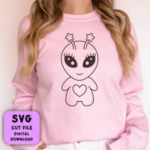 Cute Alien SVG + PNG File • Heart - Etsy