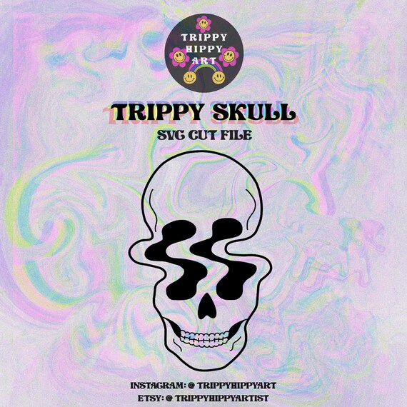 Trippy Skull SVG PNG Cut File Psychedelic Skeleton | Etsy