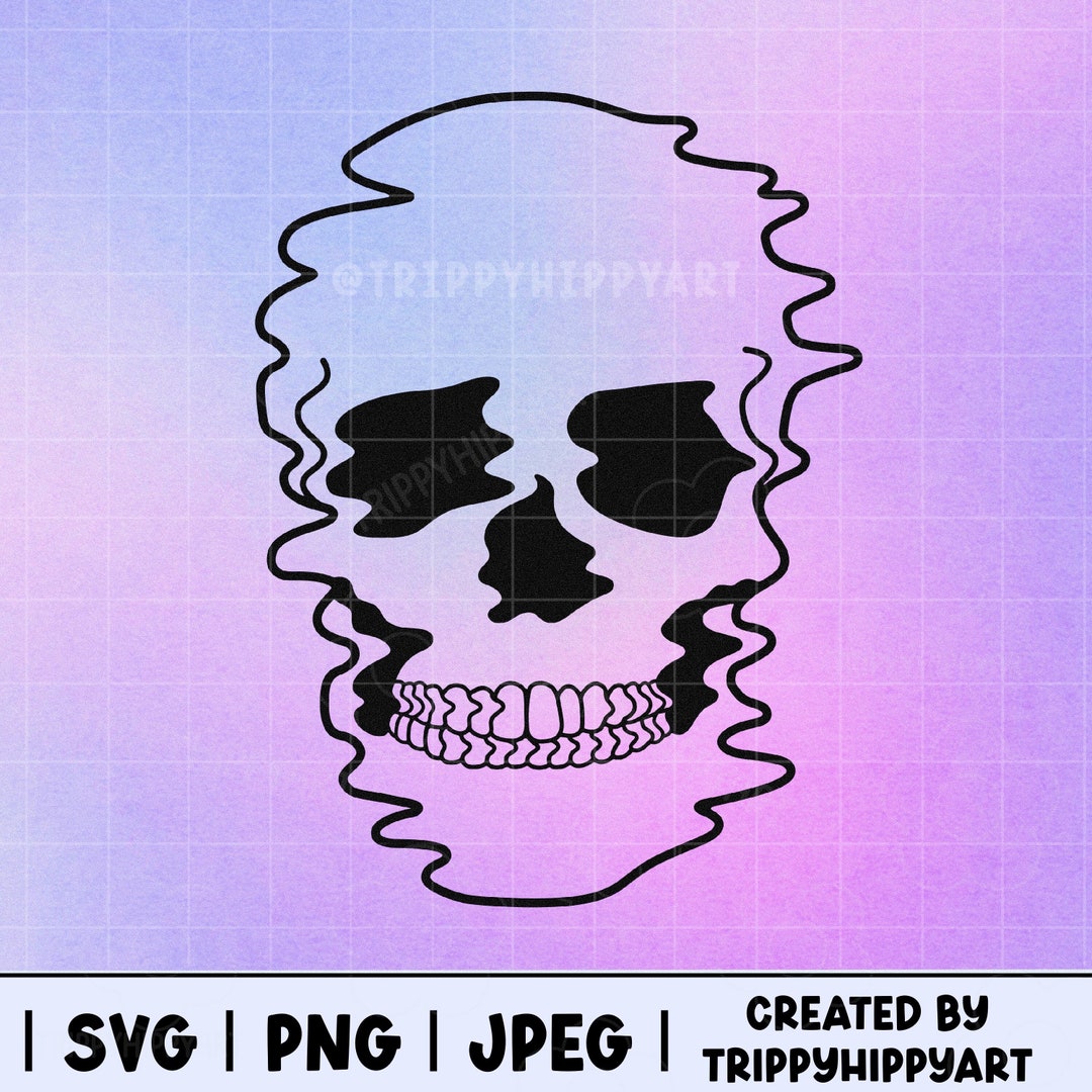 Trippy Skull SVG + PNG File - Etsy