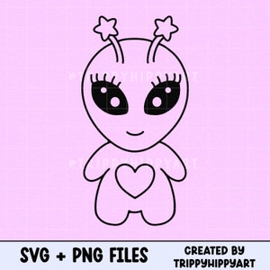 Cute Alien SVG + PNG File • Heart - Etsy