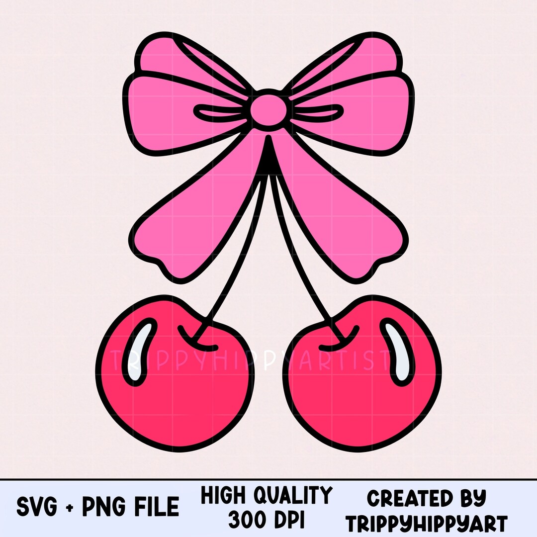 Cherries Bow SVG + PNG File • Coquette Ribbon - Etsy
