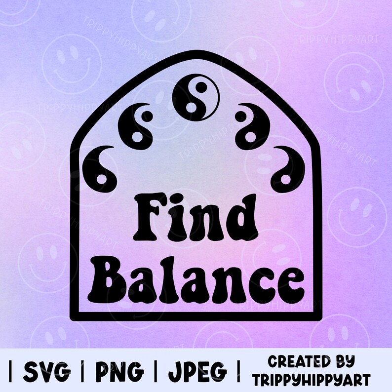 Find Balance SVG PNG Cut File Yin & Yang Meditation - Etsy
