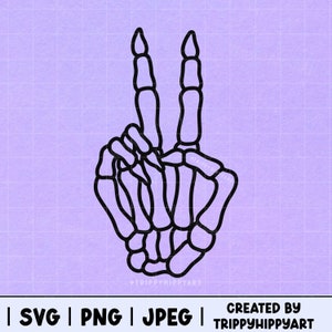 Skeleton Hand Peace Sign | SVG + PNG File | - Etsy