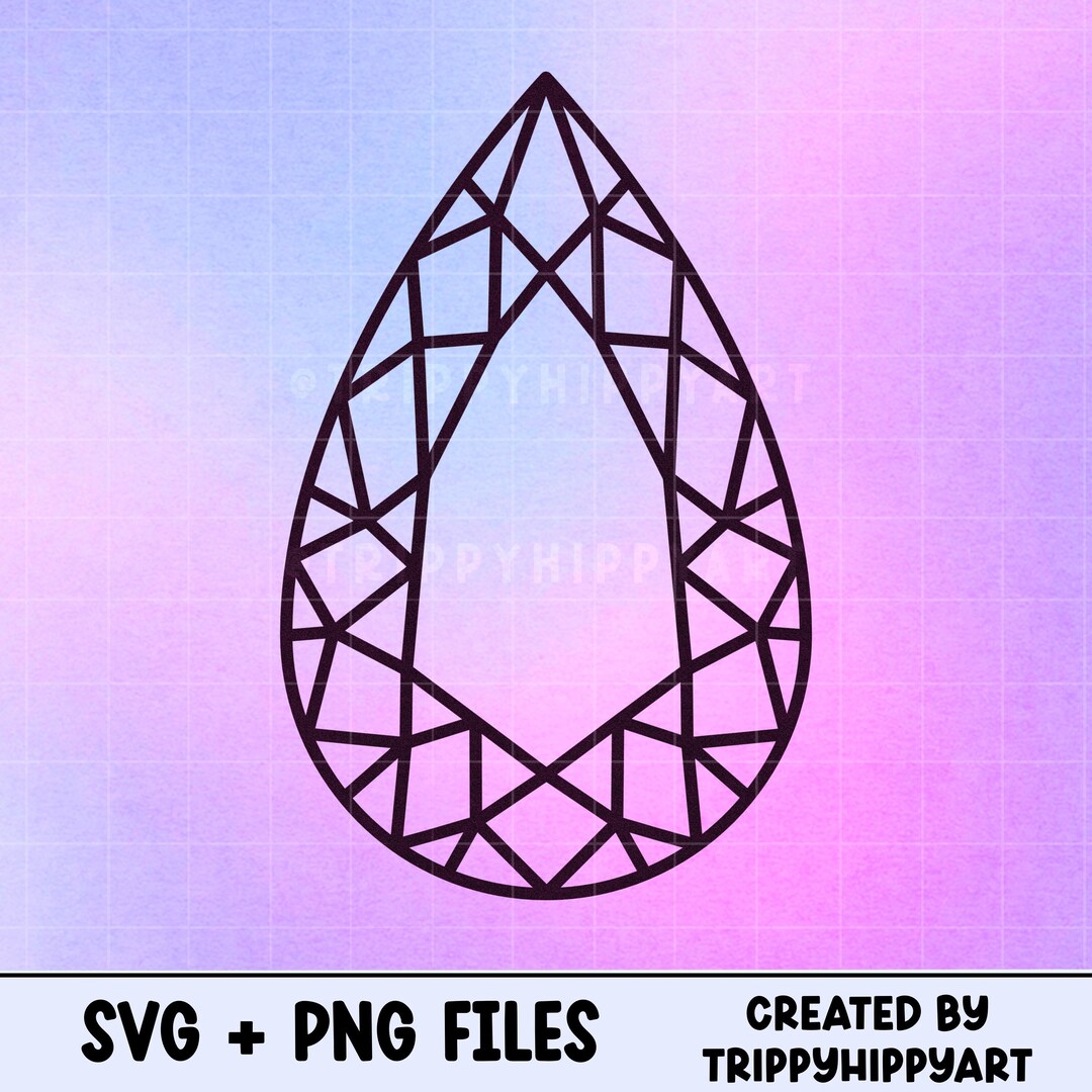 Faceted Jewel SVG + PNG File • Teardrop Gem Outline - Etsy