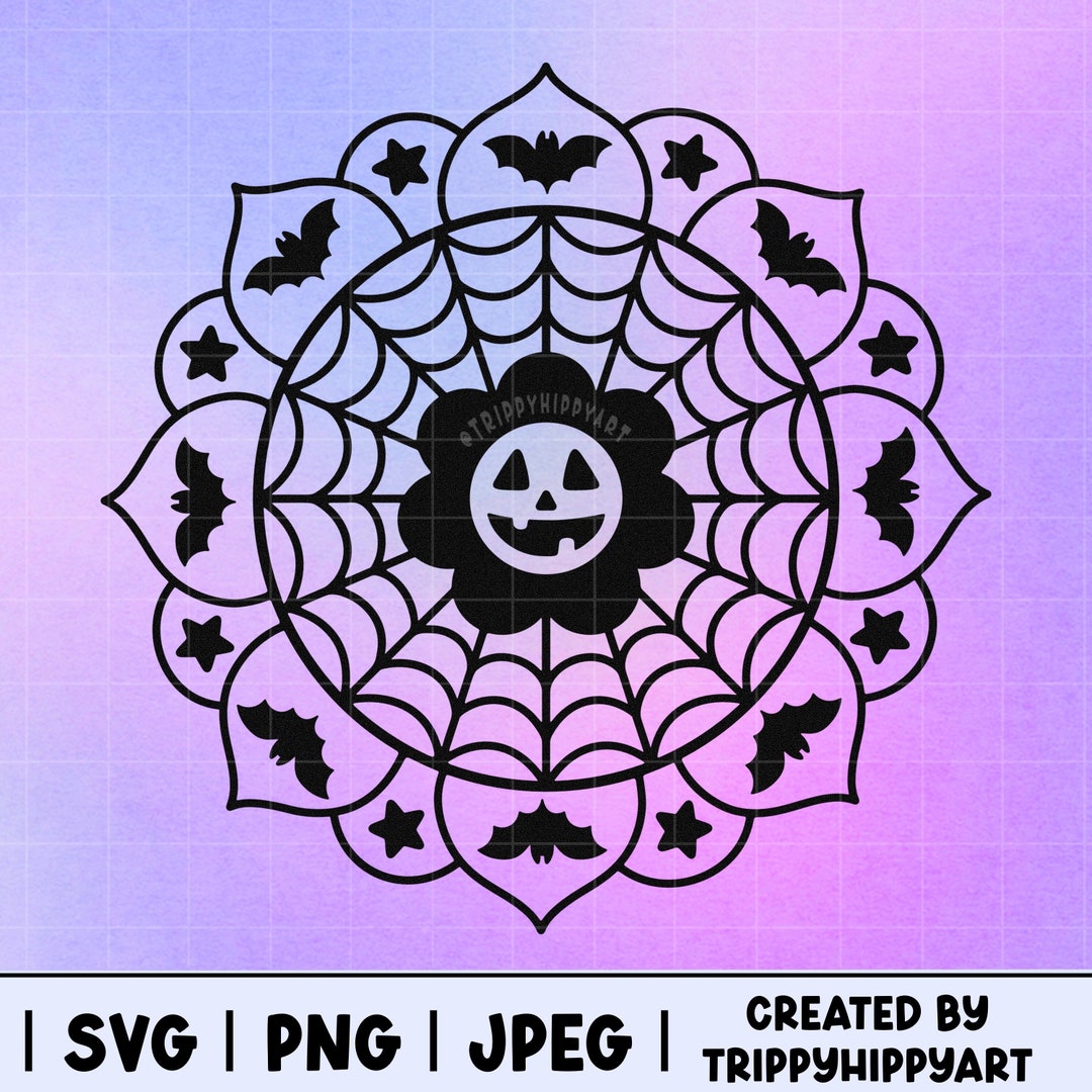 Halloween Mandala • SVG + PNG Files | Spider Web • Bats • Pumpkin - Etsy