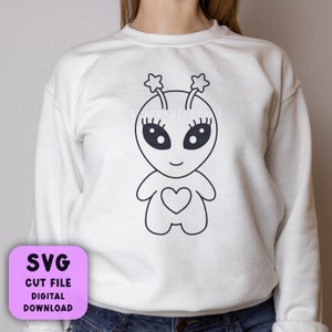 Cute Alien SVG + PNG File • Heart - Etsy