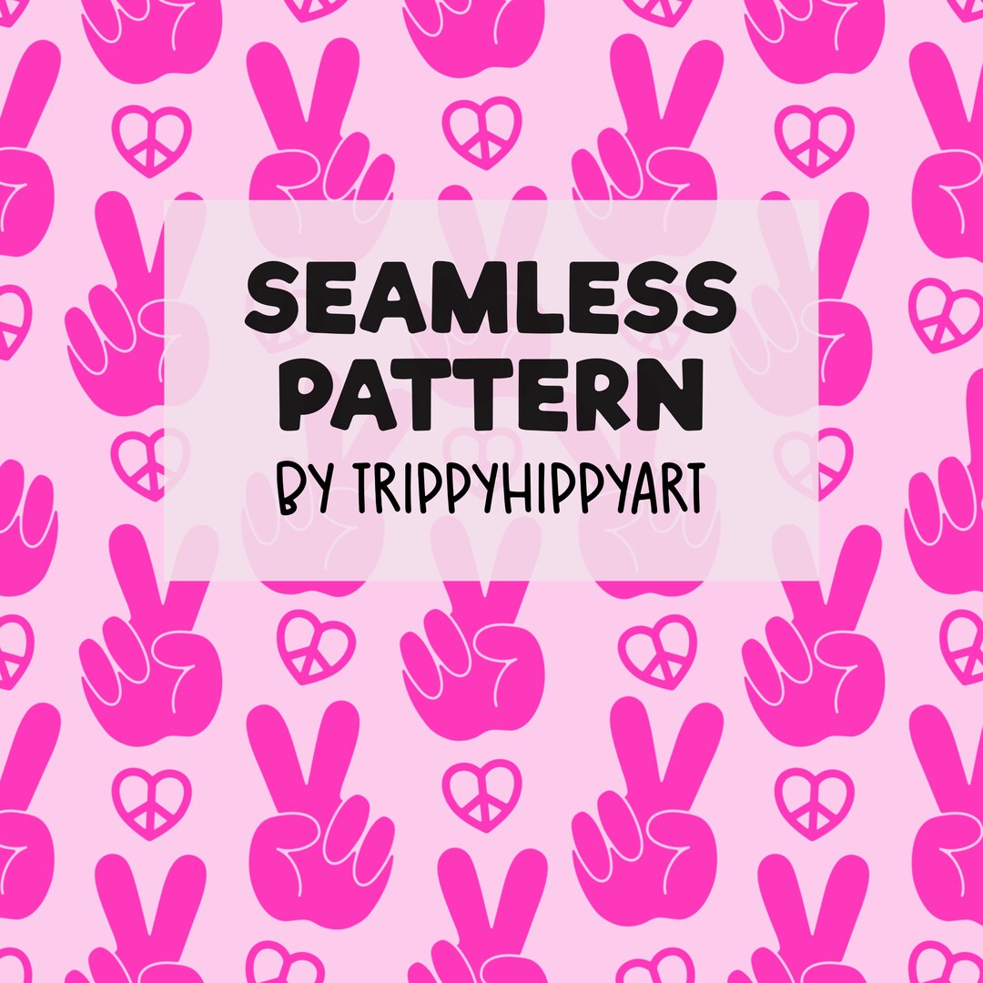Peace Sign Seamless Pattern File for Sublimation Pink Preppy Aesthetic ...
