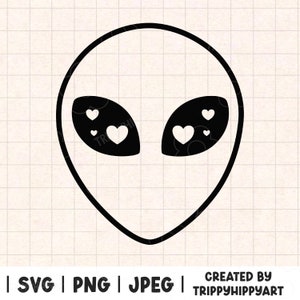 Heart Eyes Alien | SVG + PNG | - Etsy
