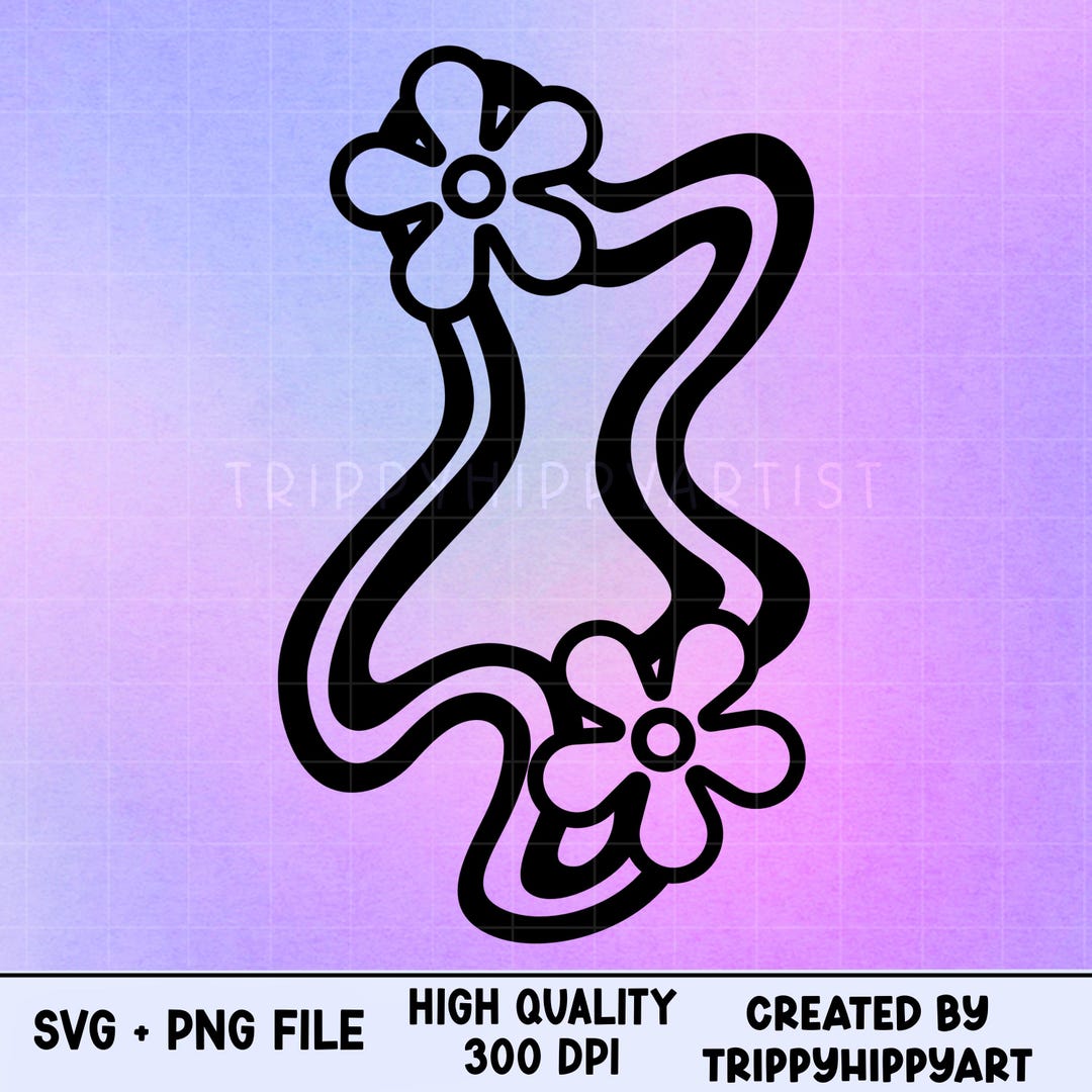 Trippy Lines SVG + PNG Files • Wavy Hippie • Daisies - Etsy