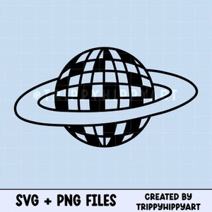 Disco Ball Planet SVG + PNG File • Groovy Outer Space - Etsy