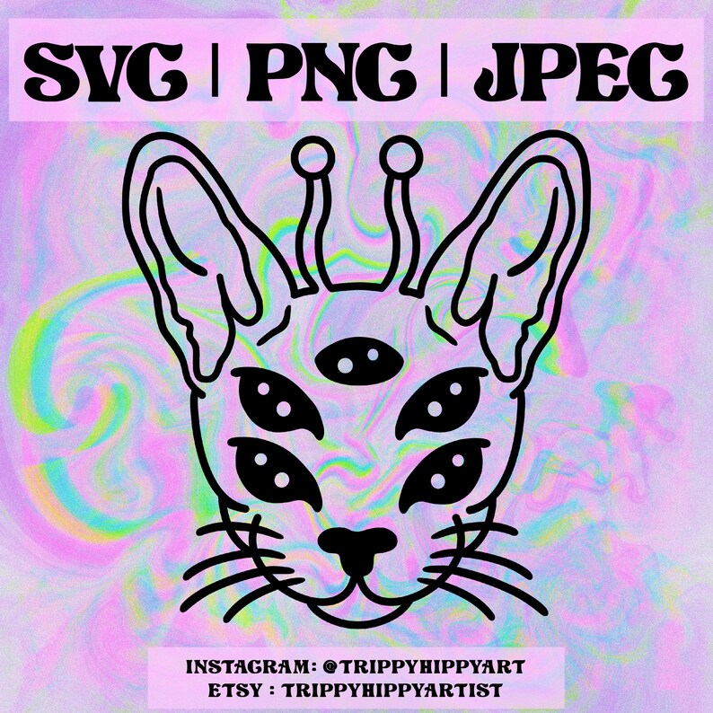 Alien Kitty SVG PNG Trippy - Etsy