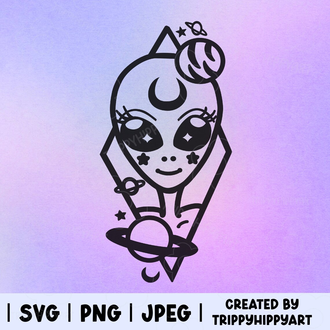 Space Alien SVG PNG JPG - Etsy