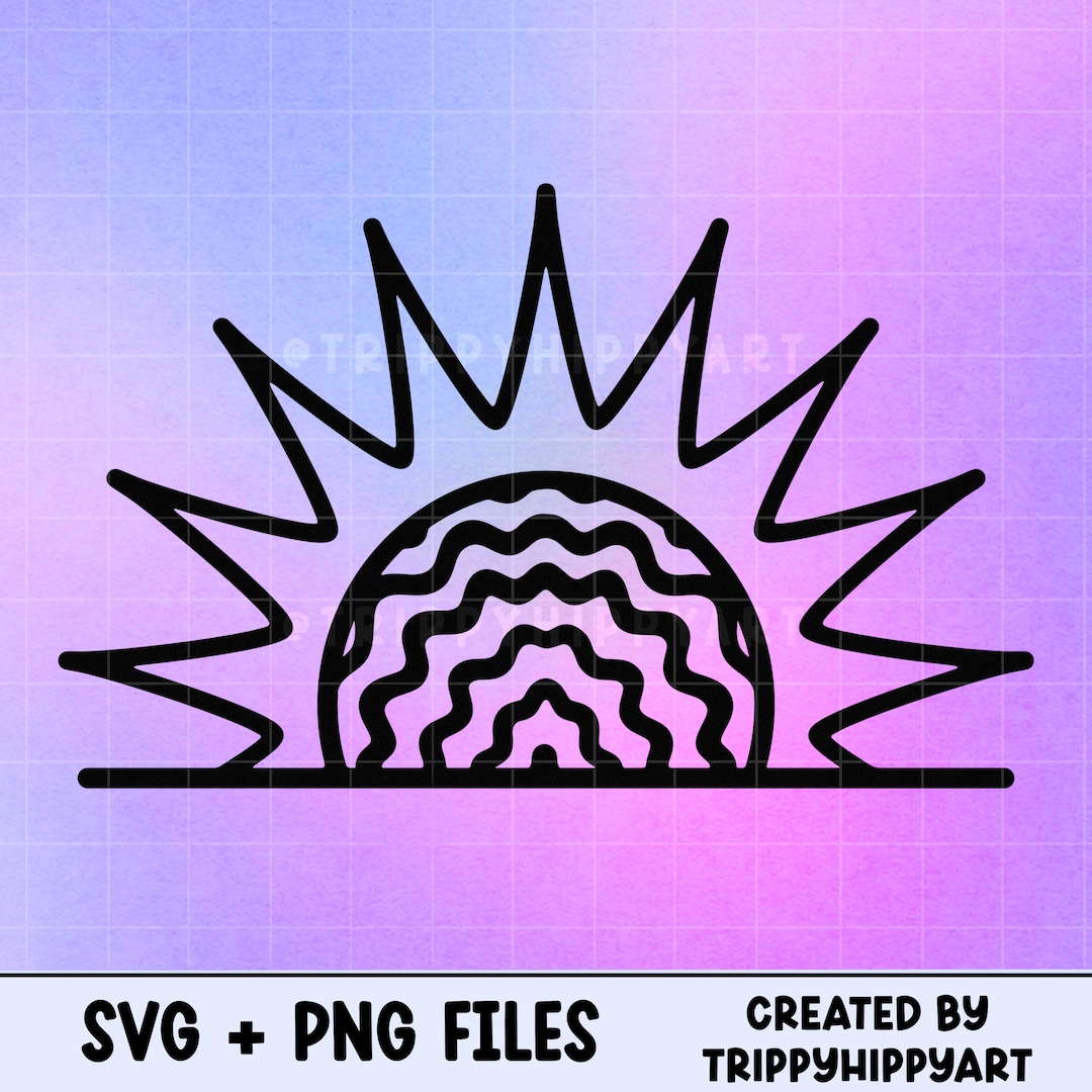 Trippy Sun SVG + PNG File • Sunset - Wavy Lines - Etsy
