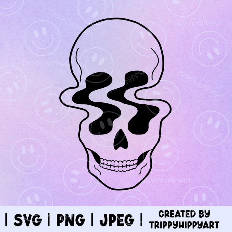 Trippy Skull SVG PNG Cut File - Etsy Australia