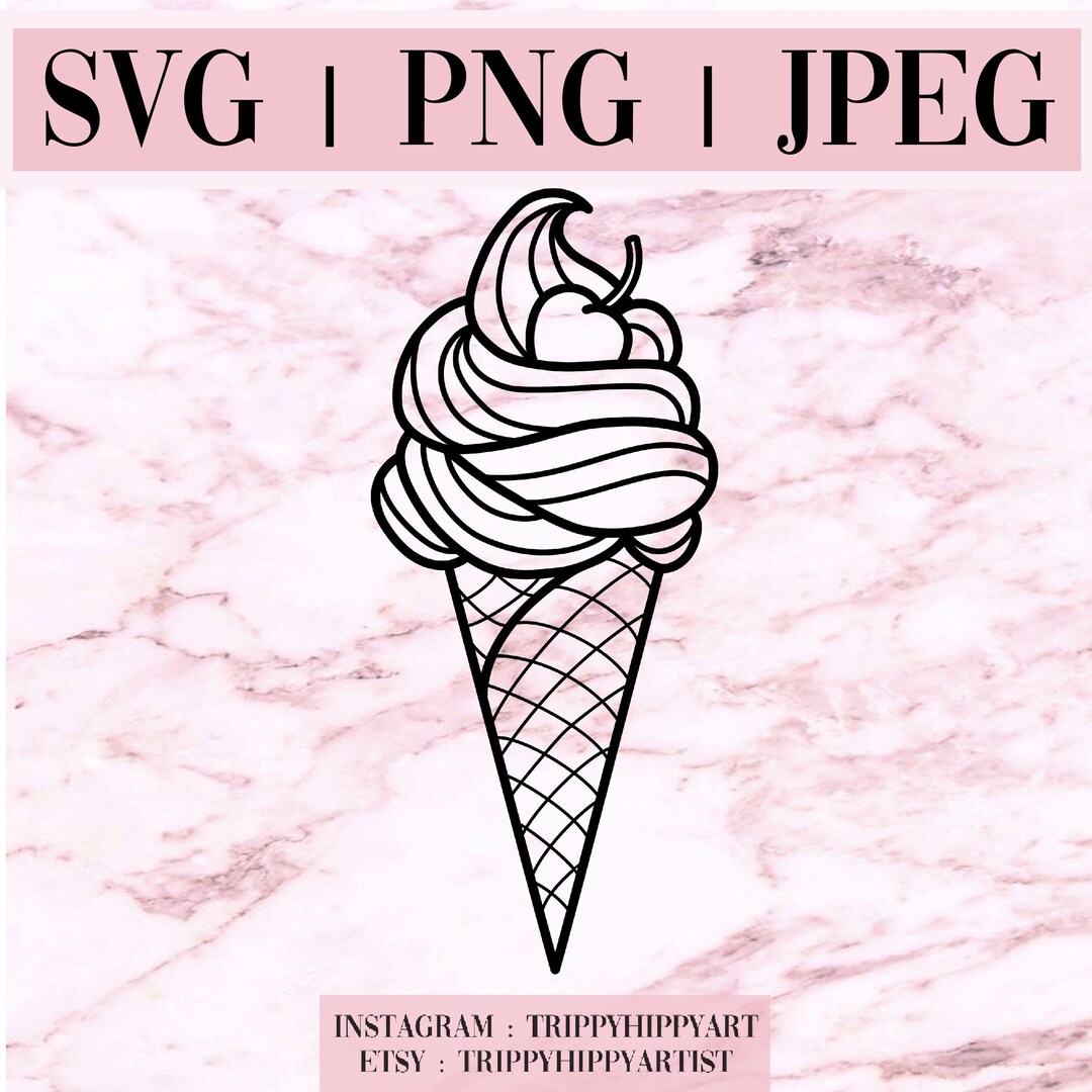 Soft Serve Cone SVG - PNG - Cut File | Ice Cream - Cherry - Summer | - Etsy