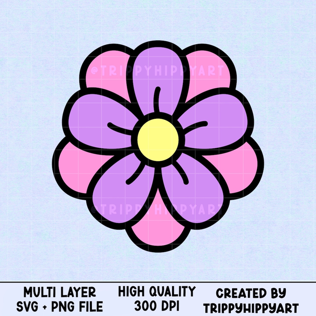 Retro Flower SVG + PNG File - Etsy