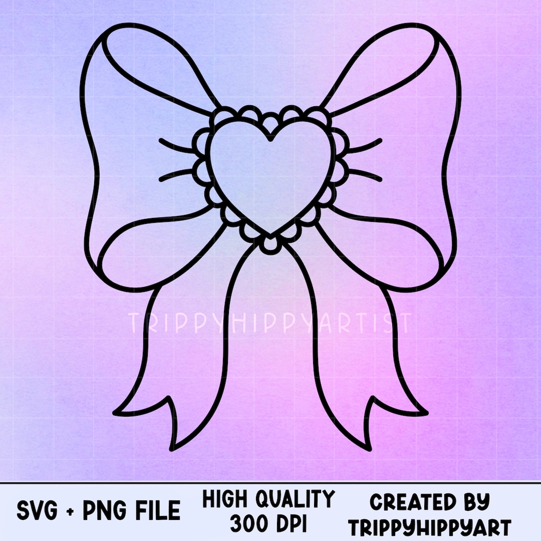 Heart Bow SVG + PNG File • Hair Ribbon - Gem Jewel - Etsy