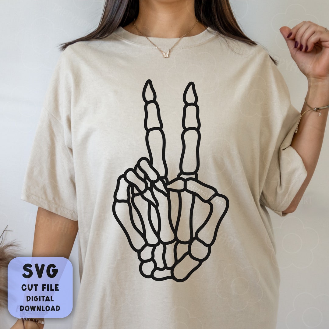 Skeleton Hand Peace Sign | SVG + PNG File | - Etsy