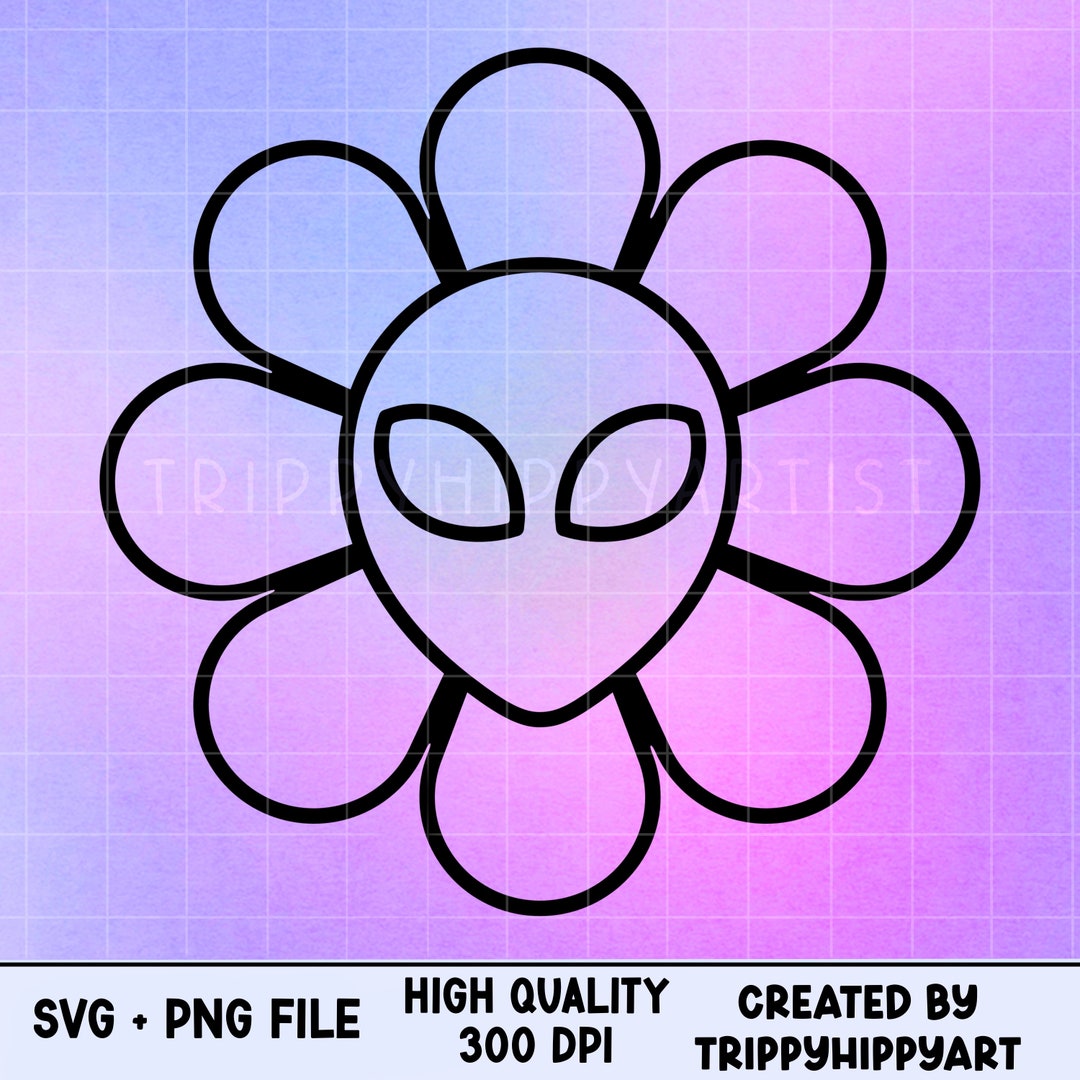 Alien Flower SVG PNG File Retro - Etsy