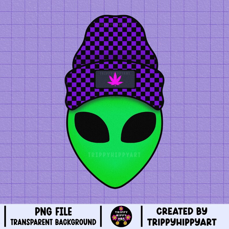Alien With Beanie PNG for Sublimation Stoner Weed - Etsy
