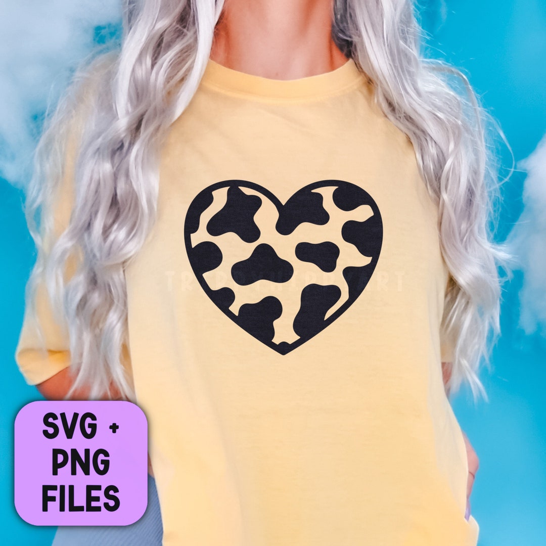 Cow Print Heart SVG PNG Files Western Cowgirl - Etsy