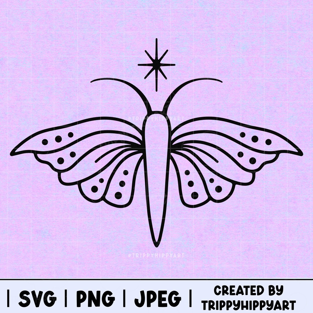 Magic Moth SVG PNG File Star Mystical - Etsy